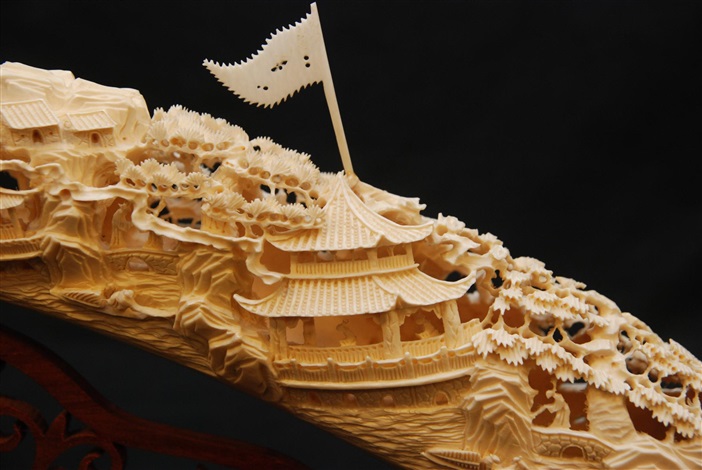 CHINESE CARVED IVORY HORIZONTAL LANDSCAPE TUSK on artnet