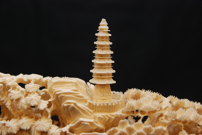 CHINESE CARVED IVORY HORIZONTAL LANDSCAPE TUSK on artnet