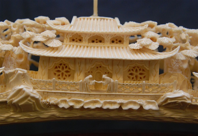 CHINESE CARVED IVORY HORIZONTAL LANDSCAPE TUSK on artnet