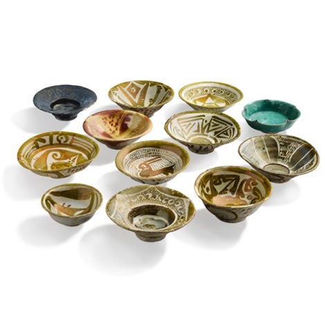 A group of twelve Abbasid lustre pottery dishes, Iraq, 9th10th century ...