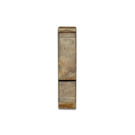 An archaistic brown and beige jade scabbard slide, Late Qing dynasty on ...