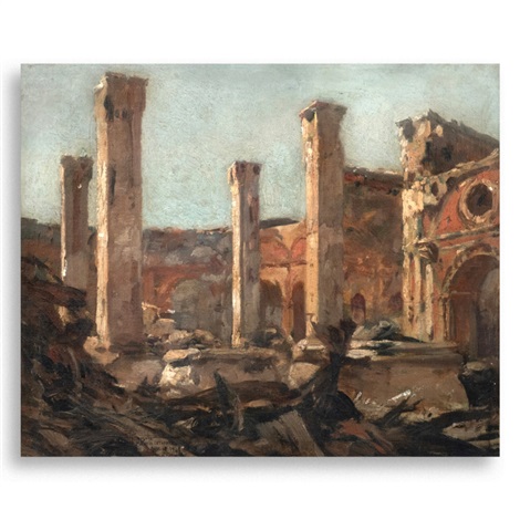 Manila Cathedral in Ruins by Fernando Amorsolo on artnet