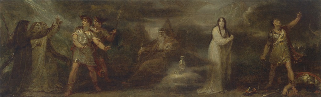 The three witches with Macbeth and Banquo, the apparaition of the ...