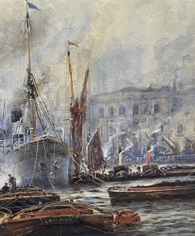 The Pool of London with Tower Bridge by Frederick William Scarborough ...