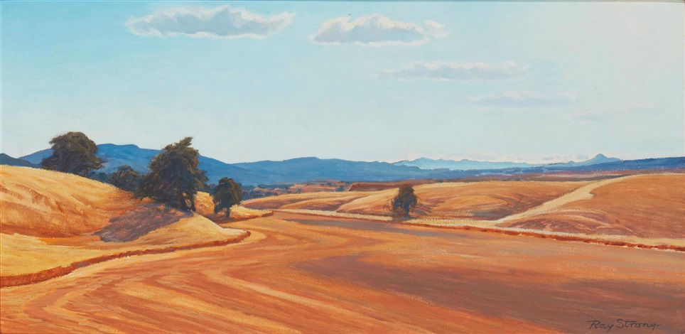 Fields and clouds in a landscape by Ray Strong on artnet
