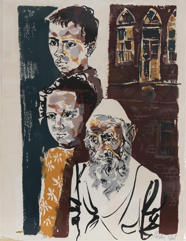 Untitled - Boys and an Old Man by Moshe Gat on artnet