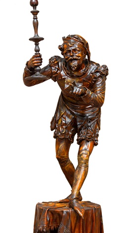 Finely Carved Court Jester Torchere by Valentino Besarel on artnet