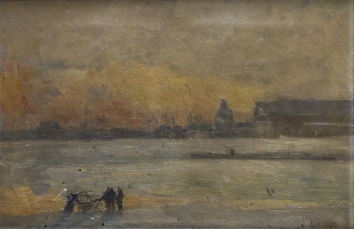 Paysage animé au soleil couchant by Albert Lebourg on artnet