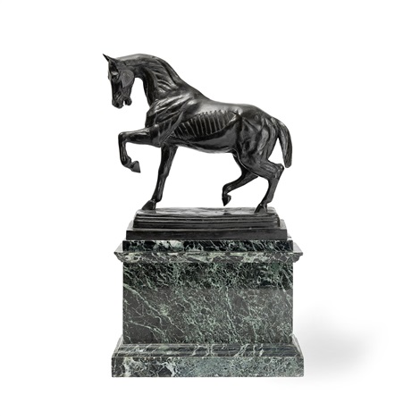A patinated bronze equestrian model of a rearing horse by Isidore Jules ...