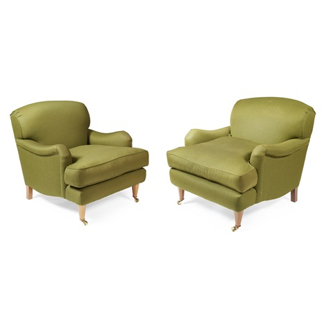 PAIR OF UPHOLSTERED EASY ARMCHAIRS, 20TH CENTURY by David Linley on artnet