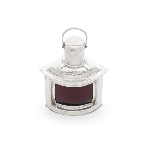 A silver cigarette box in the form of a ships port lantern by Samuel ...