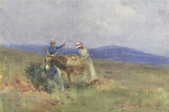 Unpacking the picnic, on a hillside, Kerry by Mildred Anne Butler on artnet