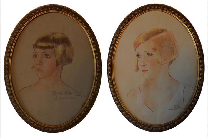 Lot of two girls portraits by Ivan Babij on artnet