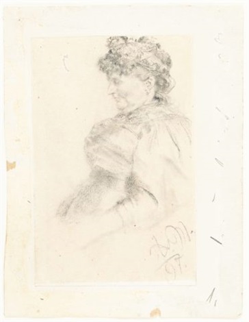 Seated woman in profile facing left by Adolph von Menzel on artnet