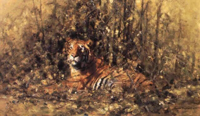 Tiger in the bush by David Shepherd on artnet