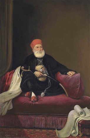 MUHAMMAD ALI PASHA WITH A PLAN OF THE RAILWAY FROM CAIRO TO SUEZ by A ...