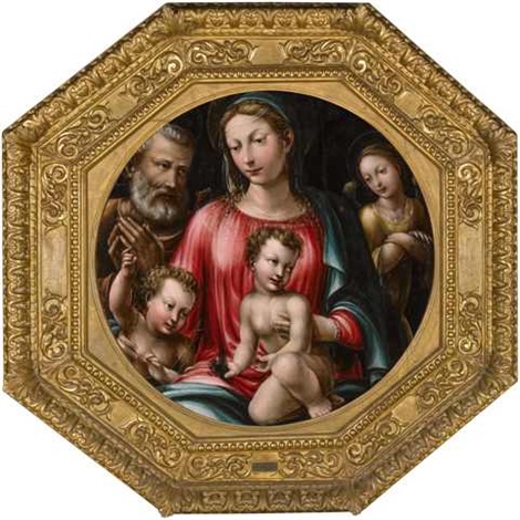 The Holy Family with the young St John the Baptist and an angel by ...
