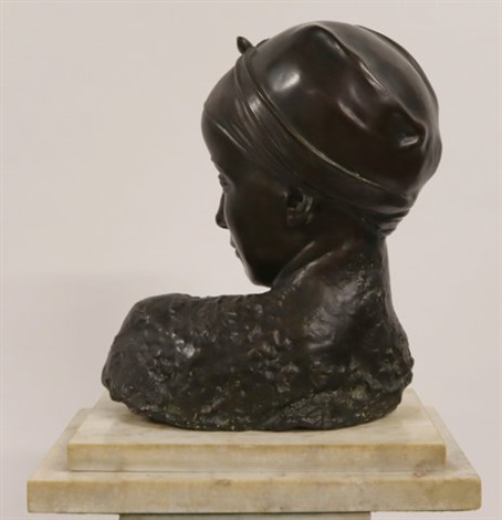 Good large bronze bust of a girl. by Carl Gelles on artnet