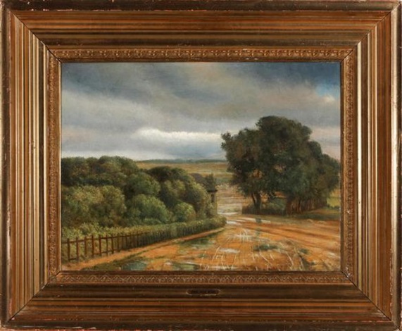 Våd vej ved Rye efter uvejr by Vilhelm Peter Karl Kyhn on artnet