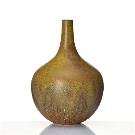 a fluted style Solfatara glazed stoneware vase, Royal Copenhagen ...