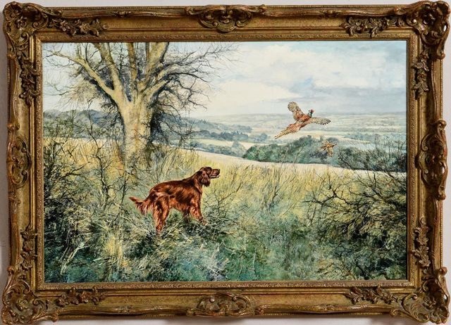 Irish Setter and Pheasant by Henry Wilkinson on artnet