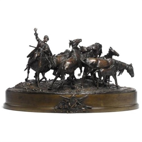 Driving the horses by Evgeny Aleksandrovich Lansere on artnet