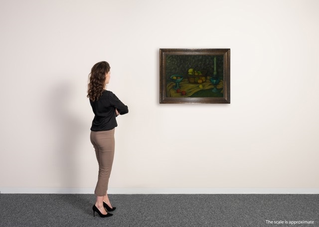 Still life with fruit and an oil lamp by David Edgar Strachan on artnet