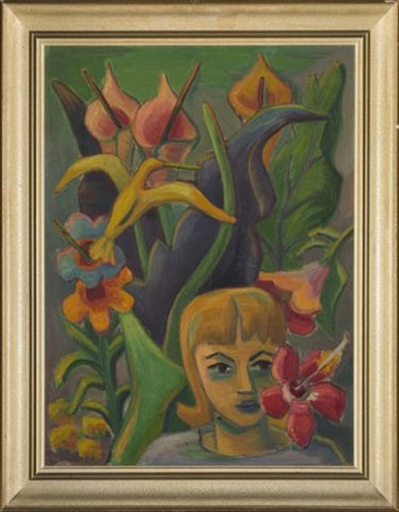 Woman Against Background with Flowers by Maggie (Maria Magdalena ...