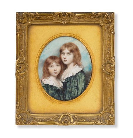 Portrait miniature of Viscount Kilcoursie, with his arm about his ...