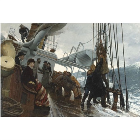 Bending sail after a gale by Alfred Edward Emslie on artnet