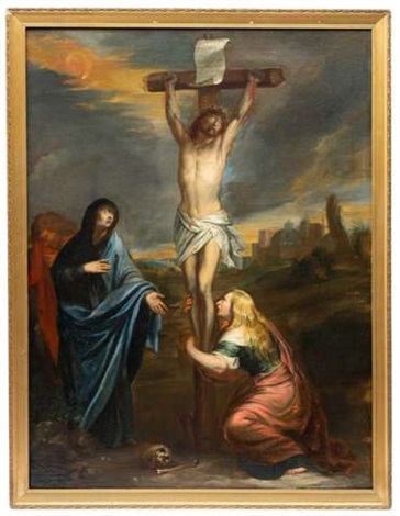 De kruisiging met Maria, Maria Magdalena en de apostel Johannes by Dutch School (18) on artnet