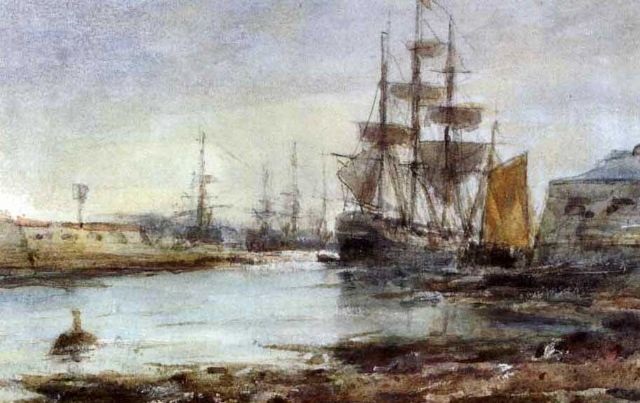 Ships in harbour by Edwin Hayes on artnet