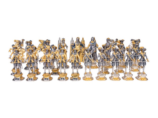A Piero Benzoni Silver and Silver-Gilt Chess Set by Piero Benzoni on artnet