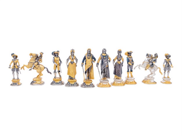 A Piero Benzoni Silver and Silver-Gilt Chess Set by Piero Benzoni on artnet