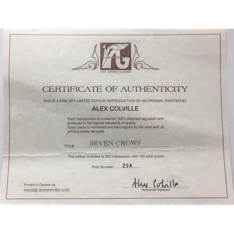 SEVEN CROWS by David Alexander Colville on artnet