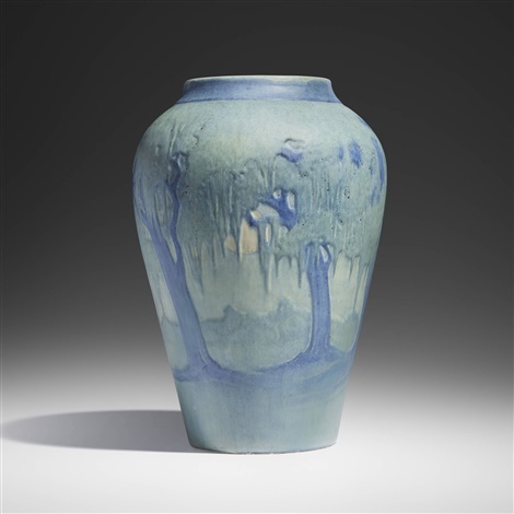Large scenic vase with live oaks, Spanish moss, and full moon by Anna ...