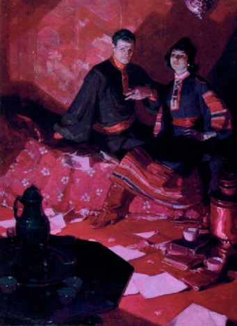 Seated couple in Cossack garb by Mead Schaeffer on artnet