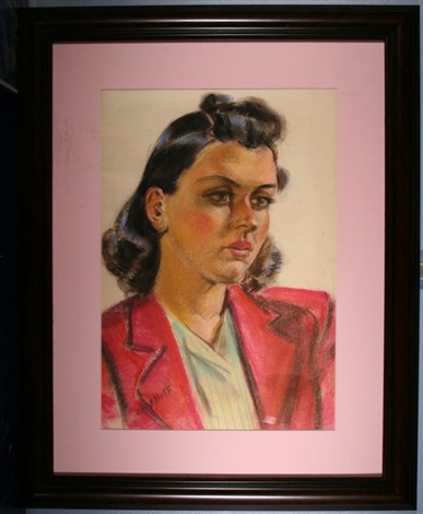 Portrait of a woman in red by Guy Hoff on artnet