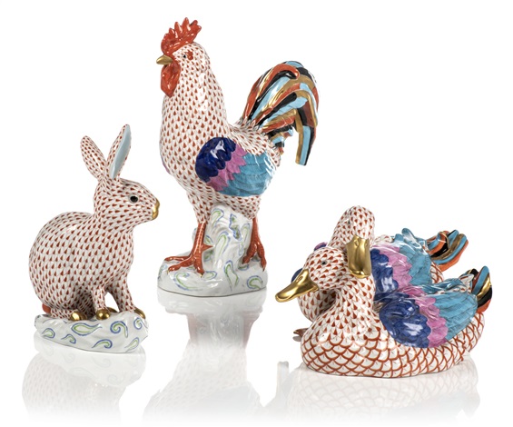 THREE HEREND PORCELAIN MODELS OF ANIMALS by Herend (Co.) on artnet