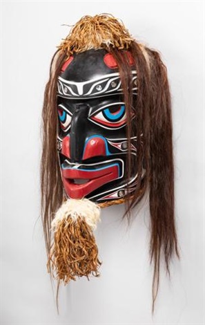 A large Jonathan Jacobson carved and polychromed Dzonokwa mask, by ...