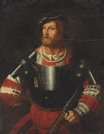 Portrait of a man-at-arms Gjergj Kastrioti, called Skanderbeg in armour ...