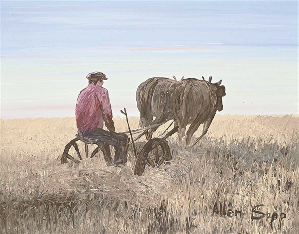 Cutting Hay at Sweetgrass Reserve by Allen Sapp on artnet