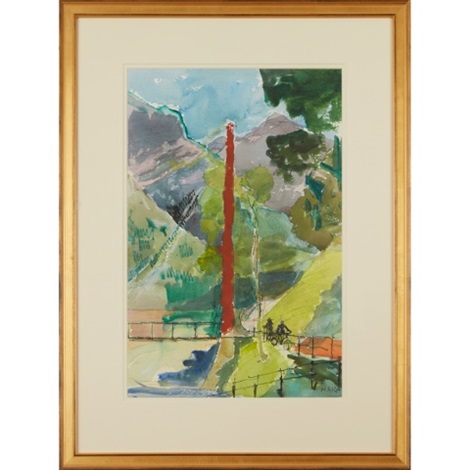 CYCLISTS ALONG THE CORDEVOLE RIVER by Earl Haig on artnet