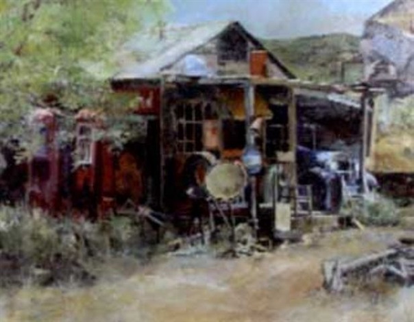 Old gas station or junkyard by Tom Dorr on artnet
