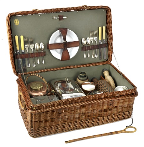 A wicker-cased Coracle picnic set for four persons, by G.W.Scott Sons ...