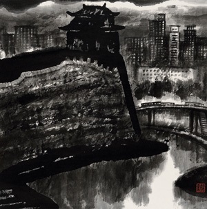 暮色 立轴 水墨纸本 Scenery evening by Yao Kui on artnet