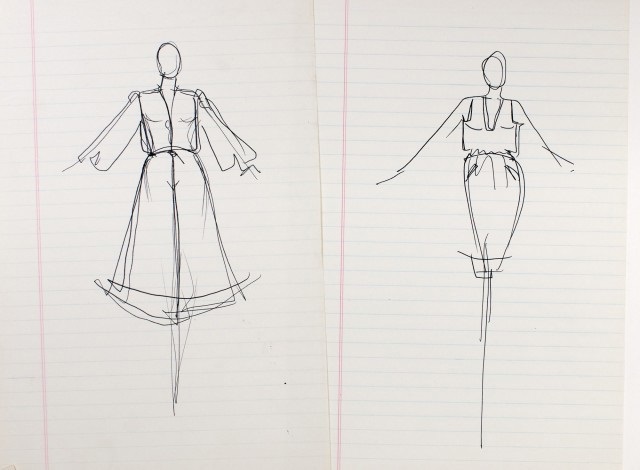 HALSTON Four original fashion design drawings by Roy Halston 1932-1990 ...