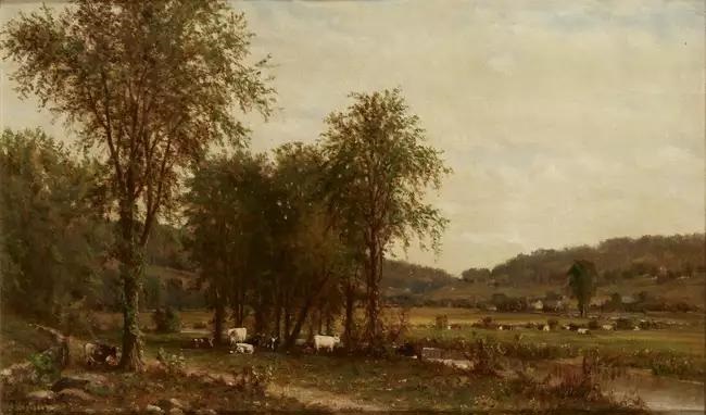 A wooded river landscape with cows by John Pope on artnet