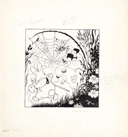 Peter Rabbit busting Spiders cobweb. by Walter Harrison Cady on artnet