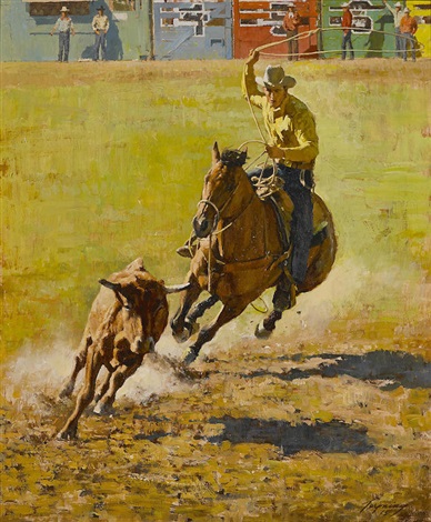 Steer Roping by Howard Terpning on artnet